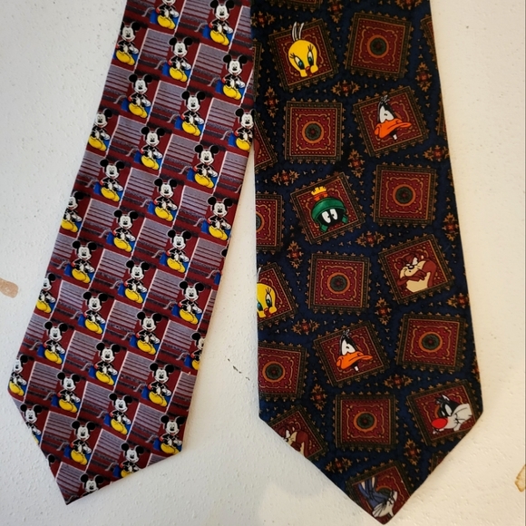 Disney | Accessories | 2 Cartoon Ties Disney Looney Tunes | Poshmark
